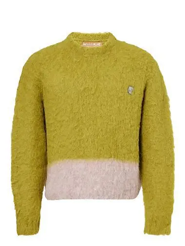 BRAIN DEAD Boxy-fit Color-block Alpaca-blend Jumper - Lime