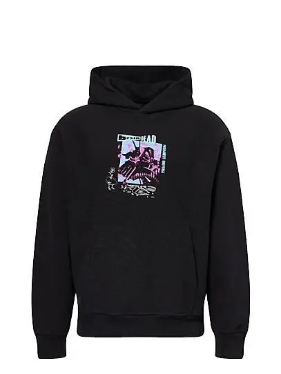 BRAIN DEAD Graphic-print Cotton Hoody - Black