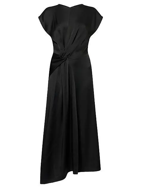 Victoria Beckham Twist-waist Short-sleeve Gown - Black