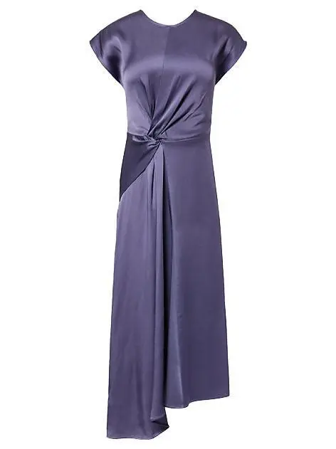Victoria Beckham Twist-waist Short-sleeve Gown - Eclipse
