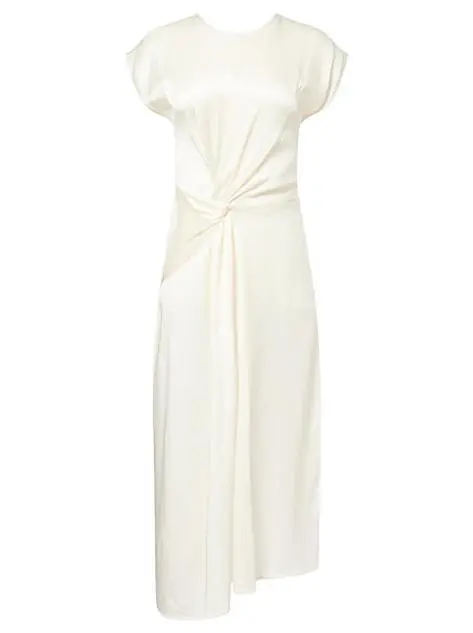 Victoria Beckham Twist-waist Short-sleeve Gown - Ivory