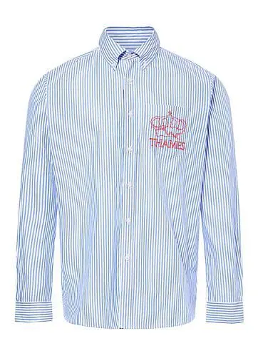 THAMES P.g. Stripe Cotton Shirt - Blue