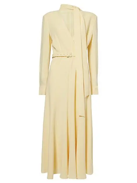 Roland Mouret Scarf Wrap-front Cady Midi Dress - Yellow