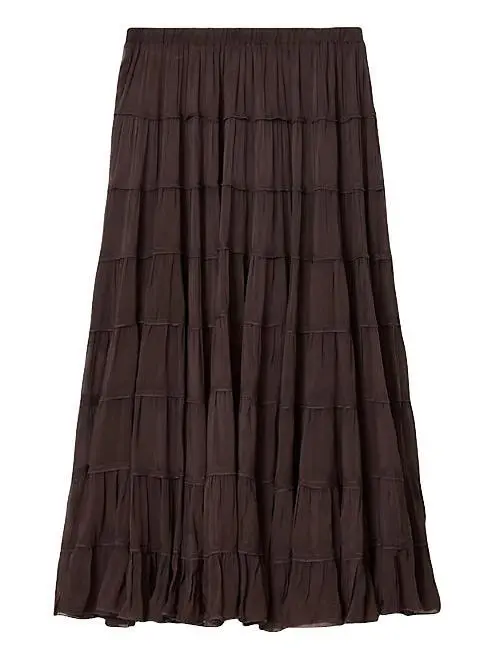 ALLSAINTS Woven Maxi Skirt - Bottle Brown