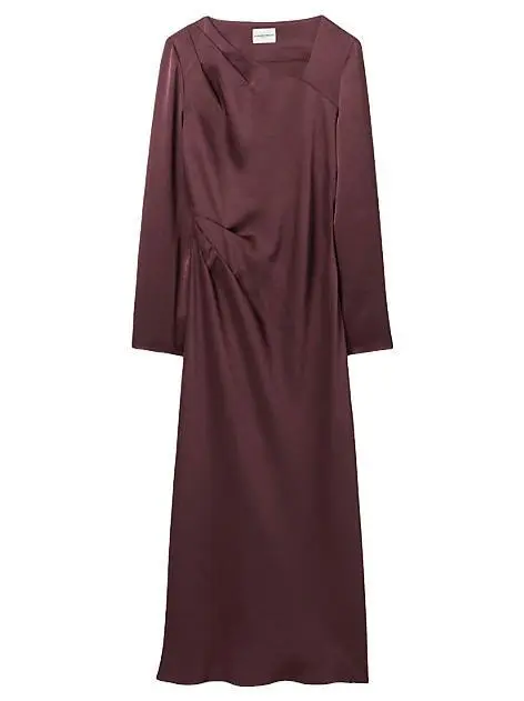 Claudie Pierlot Asymmetrical Long-sleeved Maxi Dress - Aubergine