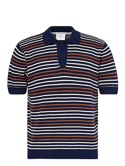 PERCIVAL Douglas Boxy-knit Cotton Polo Shirt - Navy