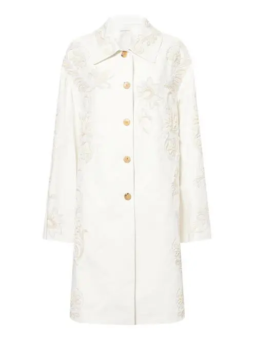 Dries Van Noten Rondero Embroidered Cotton-canvas Coat - Off White