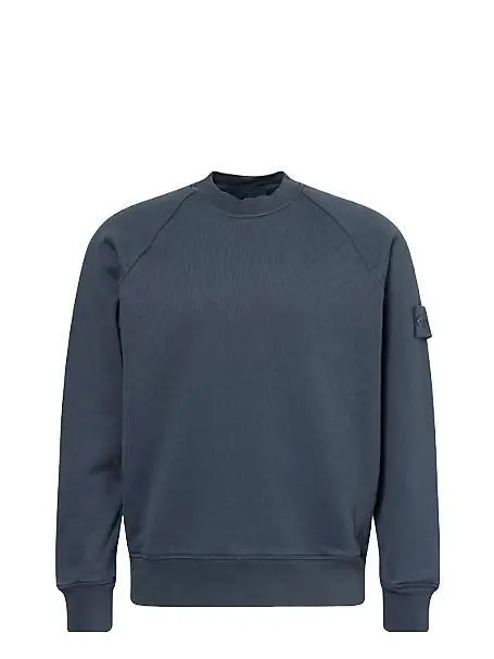 Stone Island Ghost-badge Crew Cotton-jersey Sweatshirt - Slate Blue