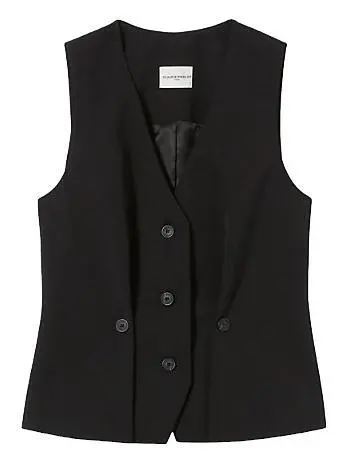Claudie Pierlot V-neck Sleeveless Woven Waistcoat - Black