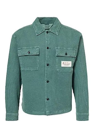 BRAIN DEAD Waffle-knit Button-front Cotton Shirt - Pine