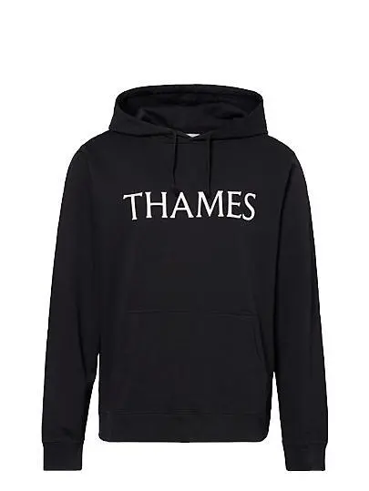 THAMES Letters Print Cotton-jersey Hoody - Black