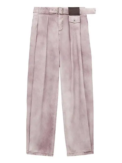 Loewe Faded-wash Pleated Wide-leg Jeans - Pink