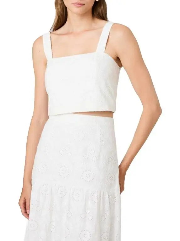 French Connection Svea Eyelet Crop Tank - Summer White