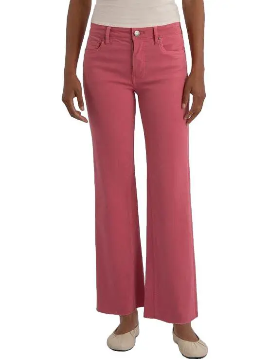 Kut From The Kloth Kelsey Ankle Flare Jeans With Raw Hem - Flamingo