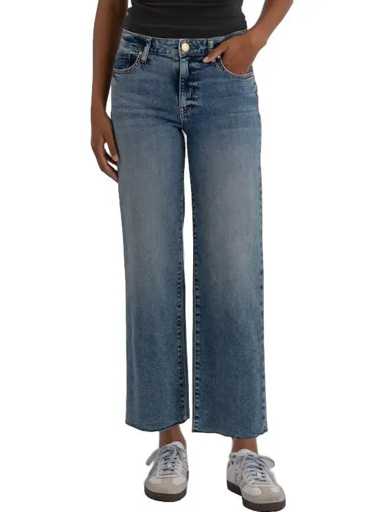 Kut From The Kloth High Waist Ankle Wide Leg Jeans With Raw Hem - Star