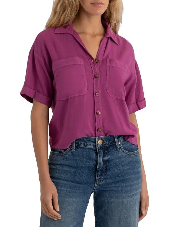Kut From The Kloth Brianna Boxy Shirt - Magenta