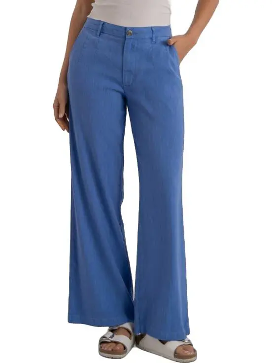Kut From The Kloth High-waisted Wide Leg Linen-blend Pants - Cornflower