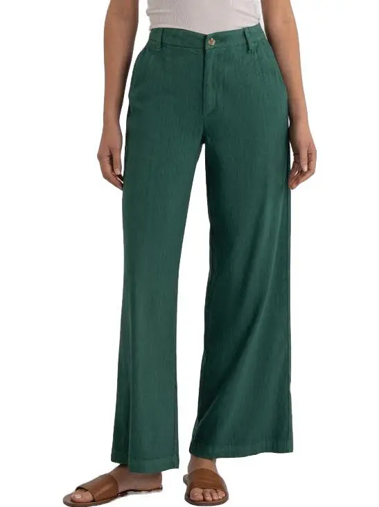 Kut From The Kloth High-waisted Wide Leg Linen-blend Pants - Jungle