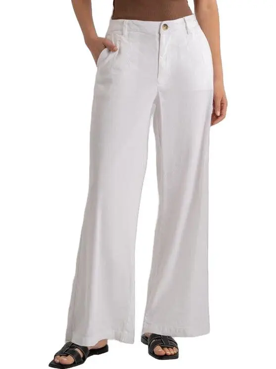 Kut From The Kloth High-waisted Wide Leg Linen-blend Pants - White
