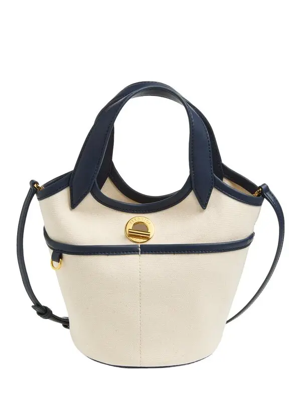 Veronica Beard Canvas Bucket Bag - Navy/ecru