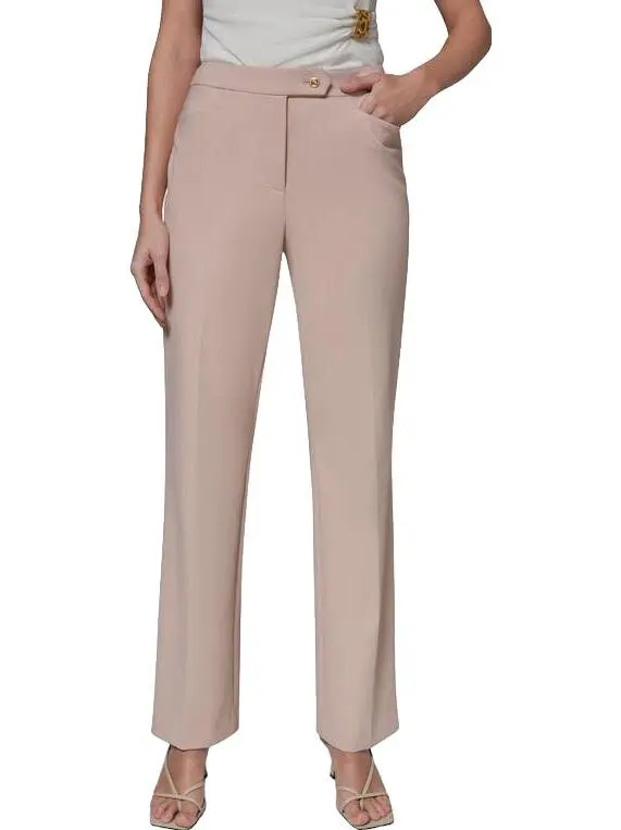 Donna Karan New York Side Button Flat Front Straight Leg Trousers - Snow Petal