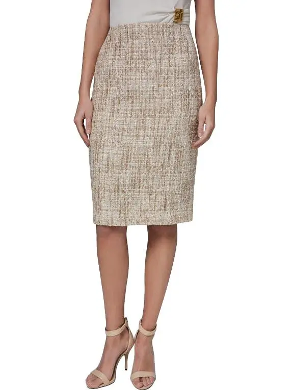 Donna Karan New York Sequin Tweed Pencil Skirt - Beige/dark Cream Multi