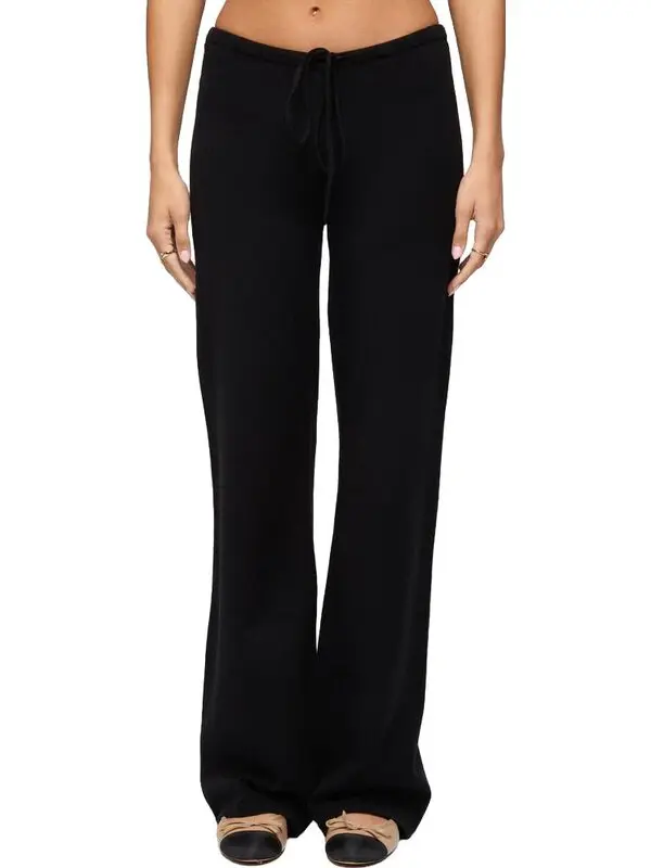 EDIKTED Low Rise Knit Drawstring Pants - Black