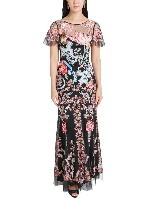 TEMPERLEY LONDON Bilbao Embroidered Gown - Black
