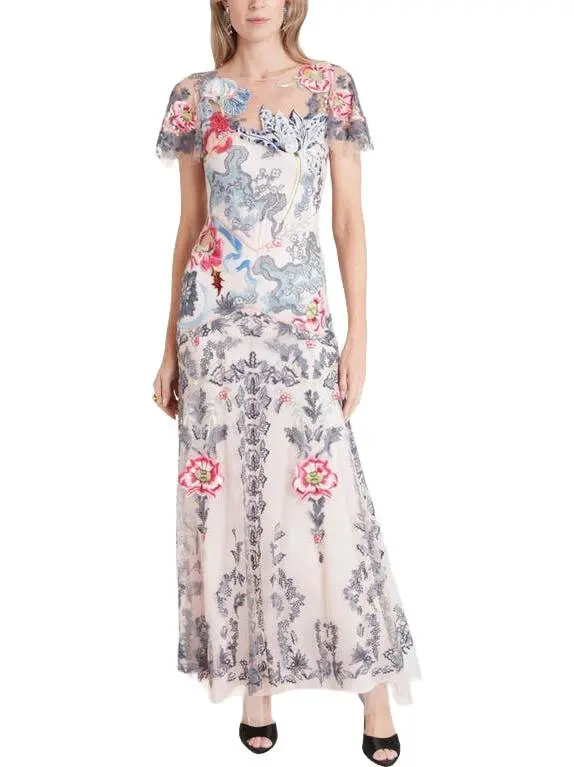 TEMPERLEY LONDON Bilbao Embroidered Gown - Rosewater
