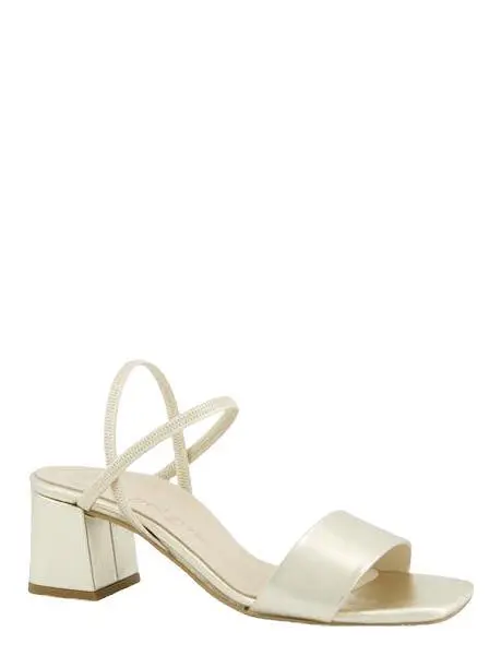 Paul Green Block-heel Slingback Sandals - Platino Nappa Metallic