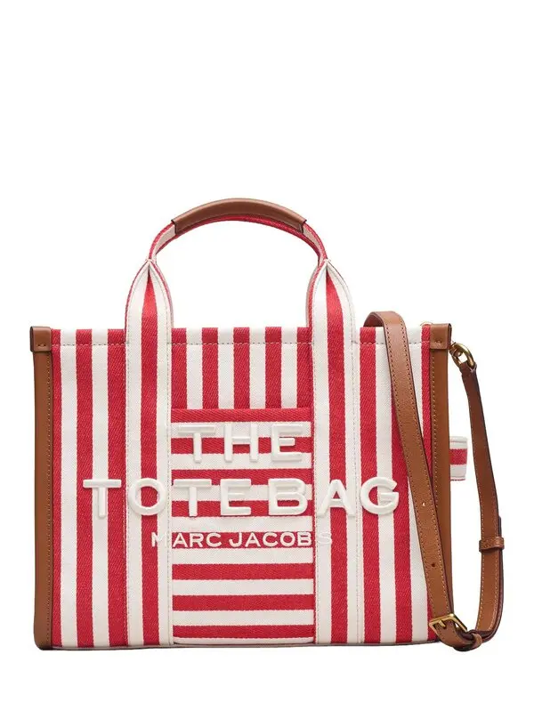 Marc Jacobs The Stripe Canvas Medium Tote - True Red Multi