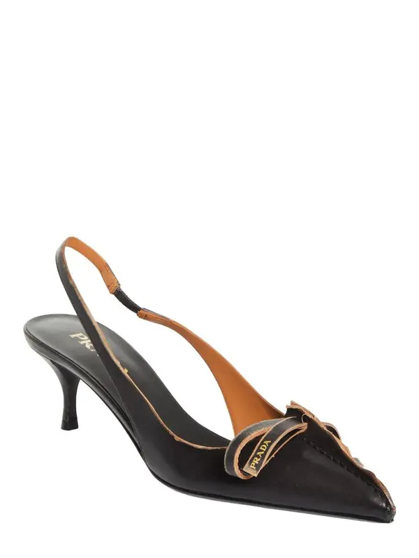 Prada Exposed Seam Slingback Pumps - Nero Cuoio
