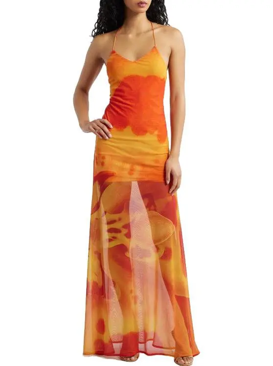 FENERS Balita Mesh Maxi Dress - Peach