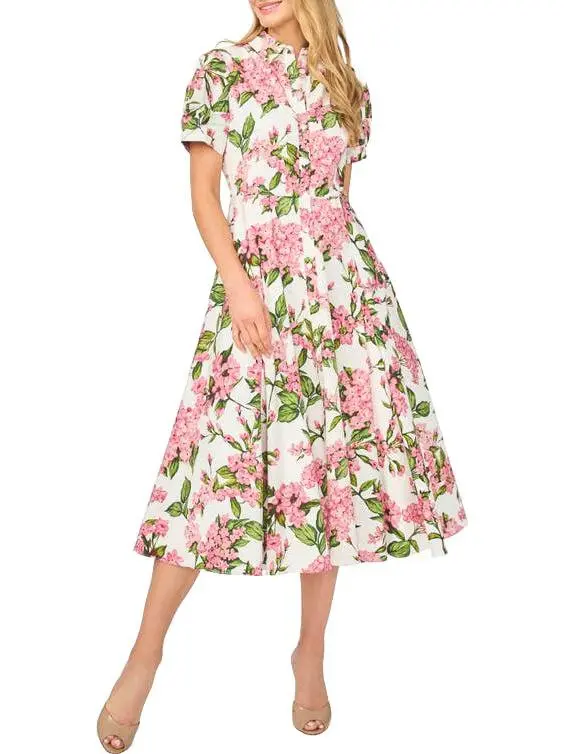Ted Baker London Floral Cotton Midi Shirtdress - Pink Drink