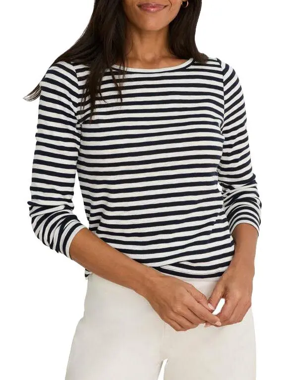 NIC+ZOE Cape Stripe Rib T-shirt - Indigo Multi