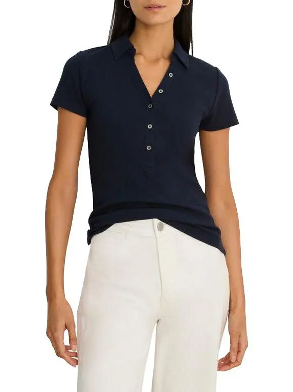 NIC+ZOE Perfect Knit Rib Polo - Dark Indigo