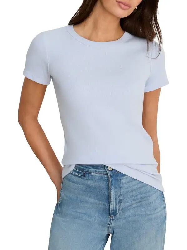 NIC+ZOE Ribbed Cotton Blend T-shirt - Sky
