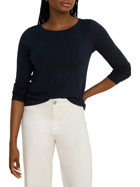 NIC+ZOE Long Sleeve Boat Neck Top - Dark Indigo