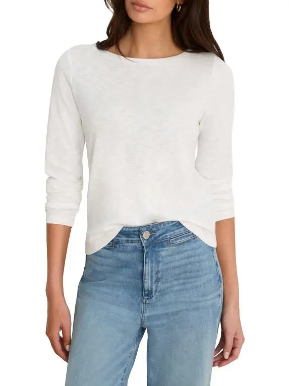 NIC+ZOE Long Sleeve Boat Neck Top - Paper White