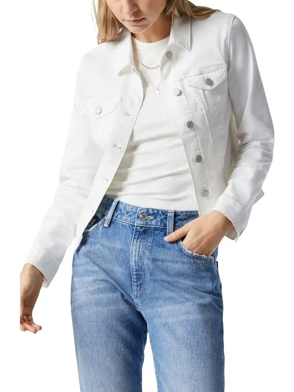 MAVI Samantha Cropped Denim Trucker Jacket - Uble White Supersoft