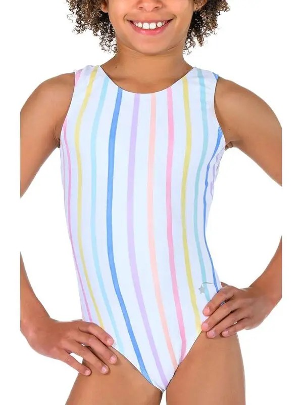 DESTIRA Striped Tank Leotard With Scrunchie - Candy Stripes