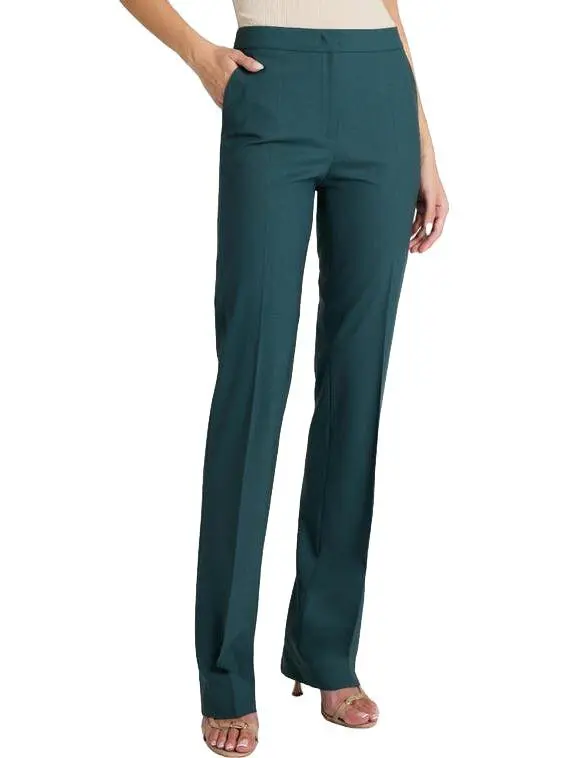 Santorelli Amara Stretch Wool Straight Leg Pant - Steel Teal