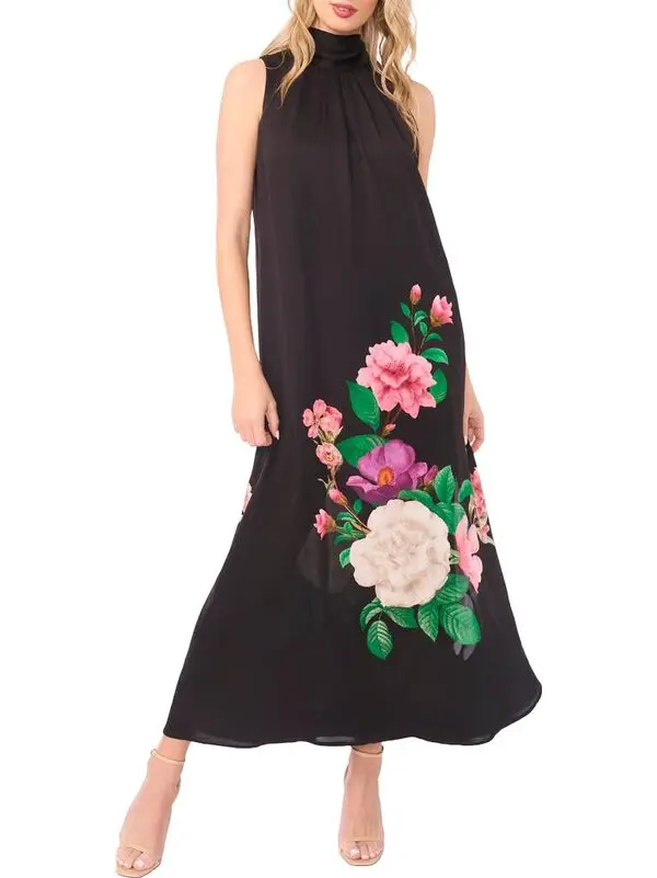 Ted Baker London Anna Placed Floral Maxi Dress - Rich Black
