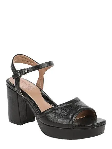 Naturalizer Platform Heeled Sandals - Black Leather