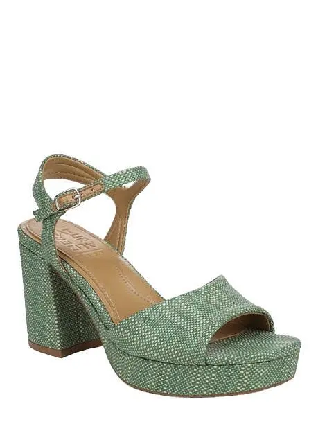 Naturalizer Platform Heeled Sandals - Green Multi Faux Raffia