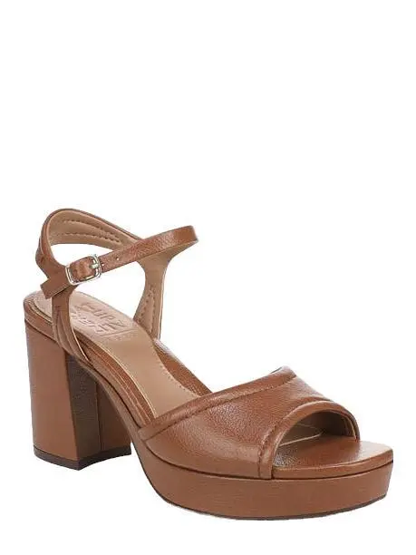 Naturalizer Platform Heeled Sandals - Walnut Brown Leather