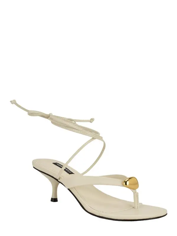 Nine West Ankle Wrap High Heel Sandals - Ivory