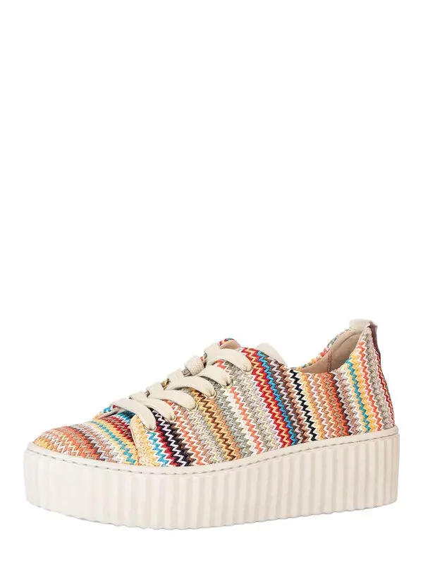 Gabor Woven Platform Sneakers - Beige Multicolor