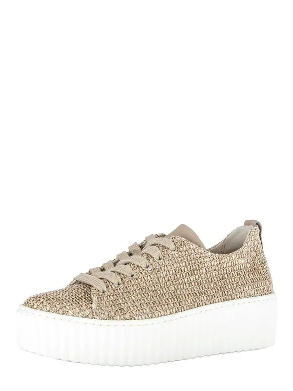 Gabor Woven Platform Sneakers - Sand