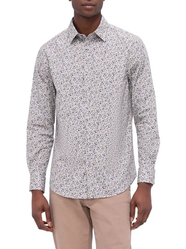 Bugatchi Julian Shaped Fit Geo Print Button-up Shirt - Willow